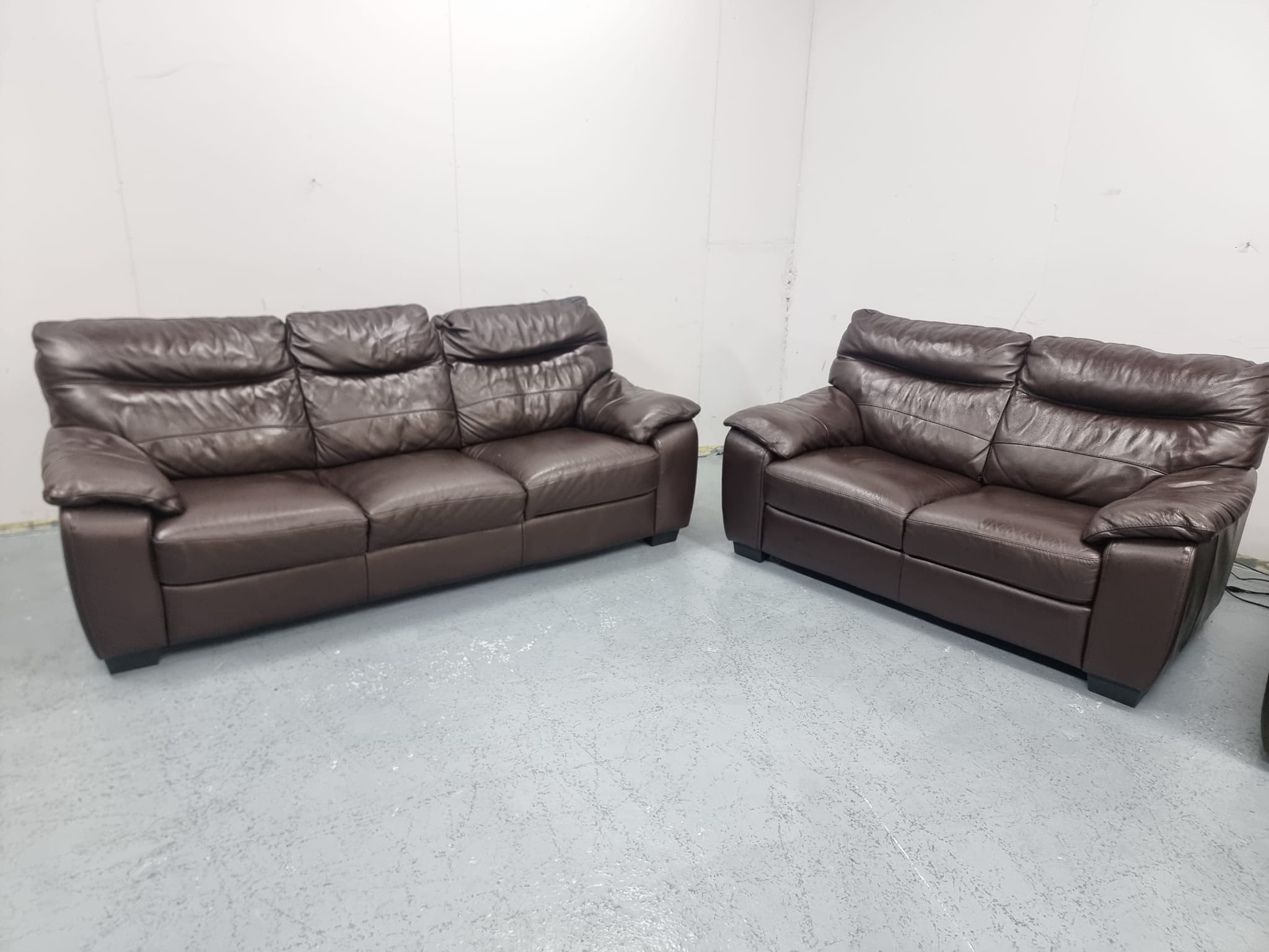 Dfs Full Leather Brown 3 Piece Suite Sofas and Chair